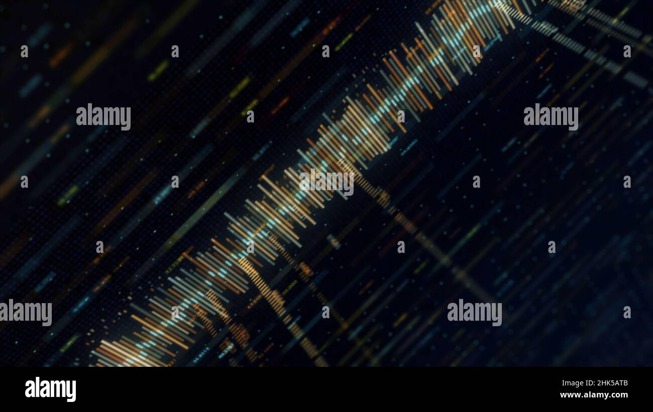 Abstract animation of digital 3d financial chart showing the rise and ...