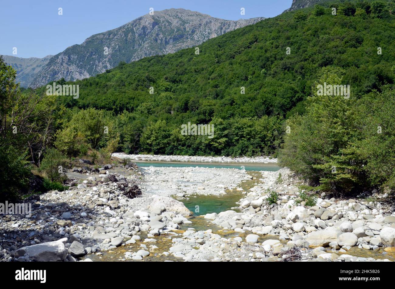 Greece, boulder and stones in the river bed , a branch of the Arachthos ...