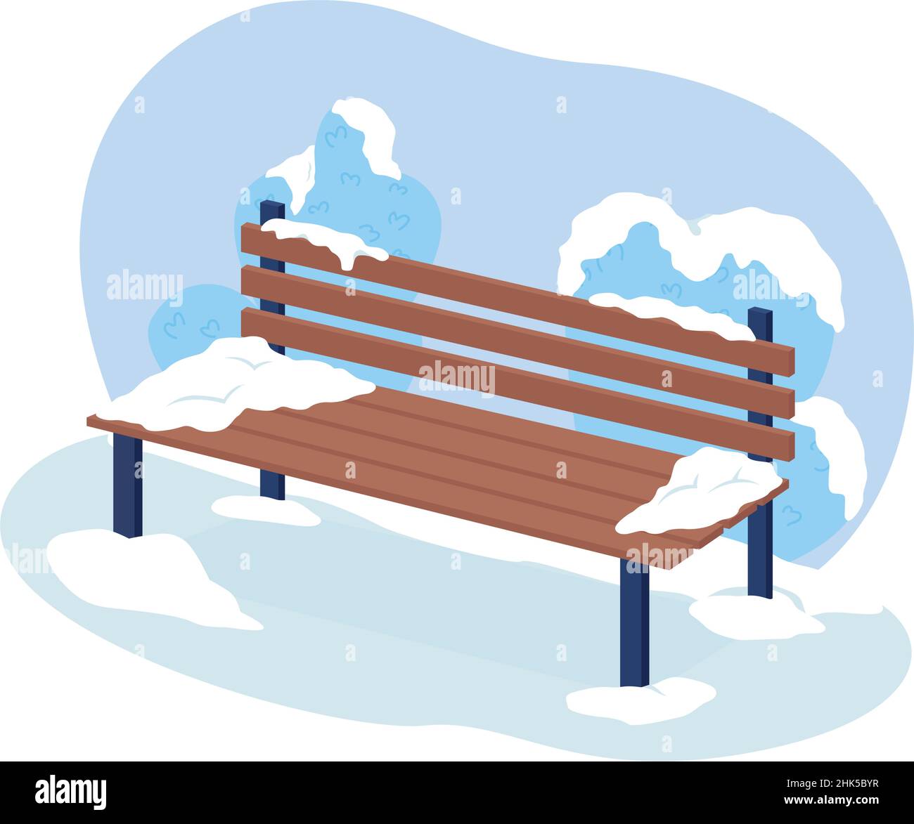 Bench in winter park 2D vector isolated illustration Stock Vector Image ...
