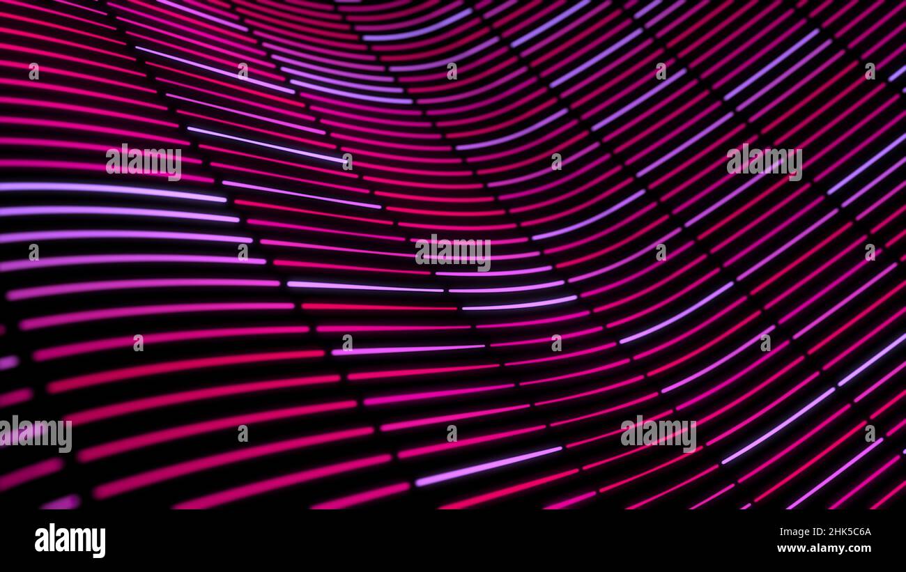 3D abstract curved background with moving neon lines. Animation. Looped ...