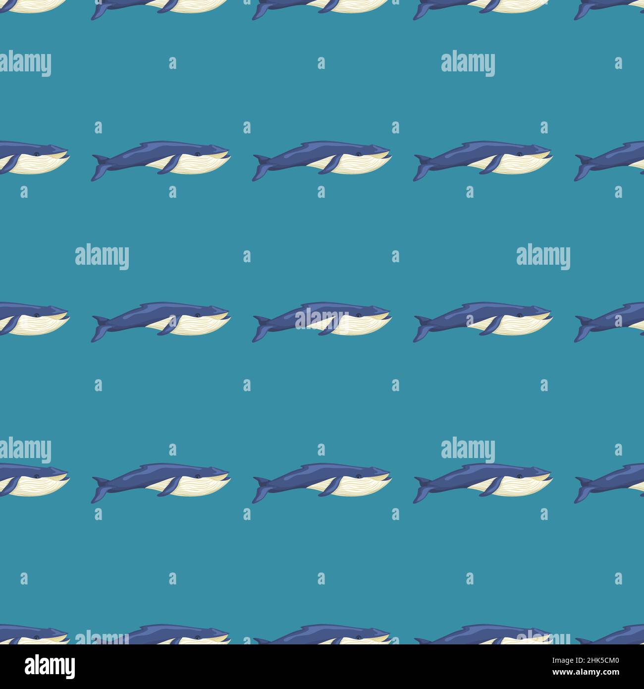 Seamless pattern Blue whale on teal background. Template of cartoon ...