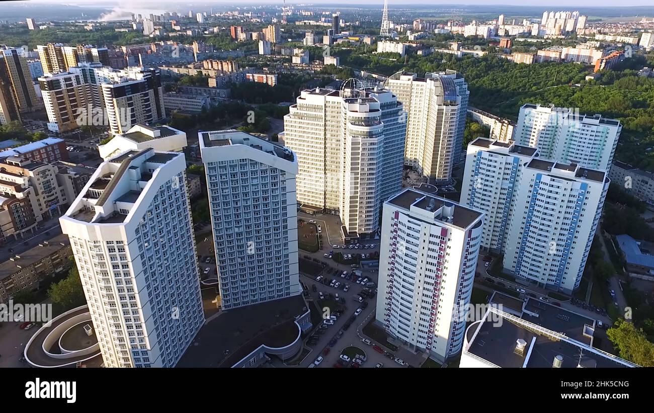 Top view of a modern residential complex with high beautiful houses ...