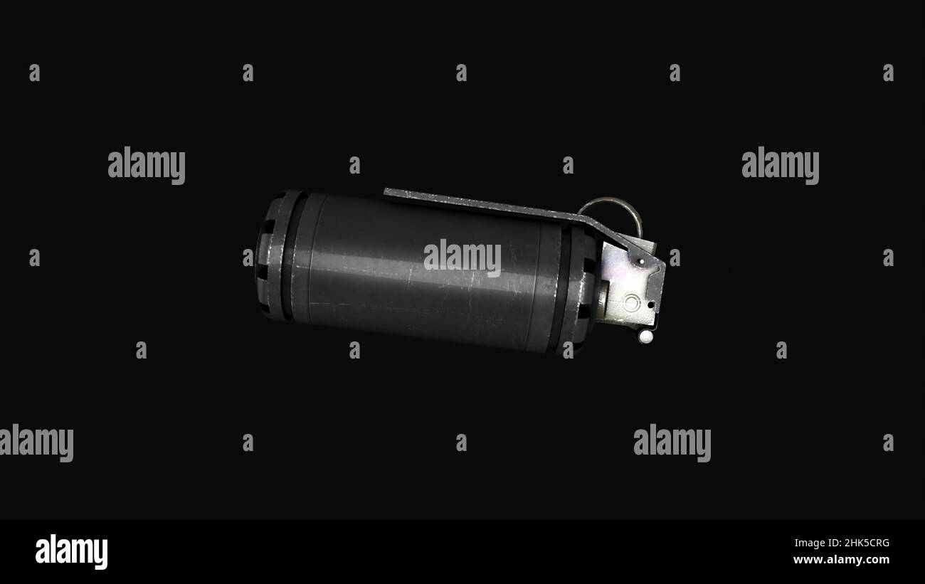 Grenade on a gray background levitation of standard timed fuze hand ...