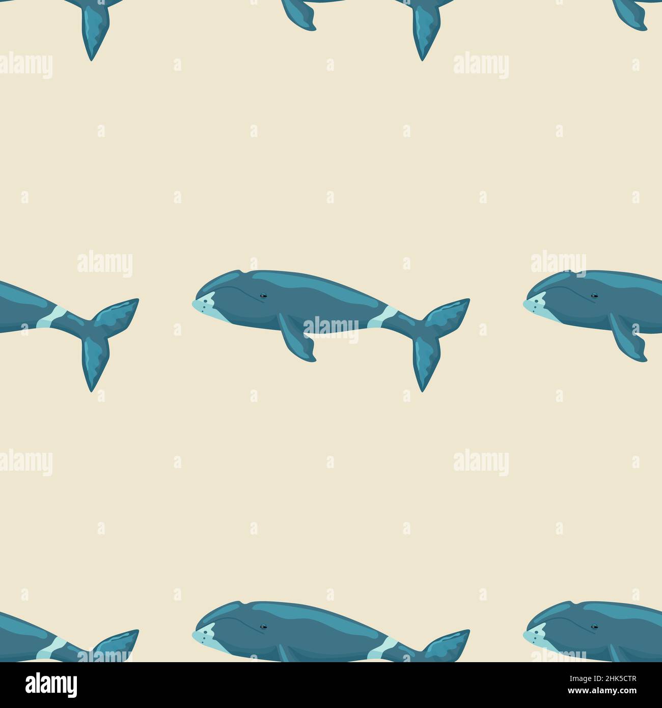 Seamless pattern Bowhead whale on white background. Template of cartoon ...
