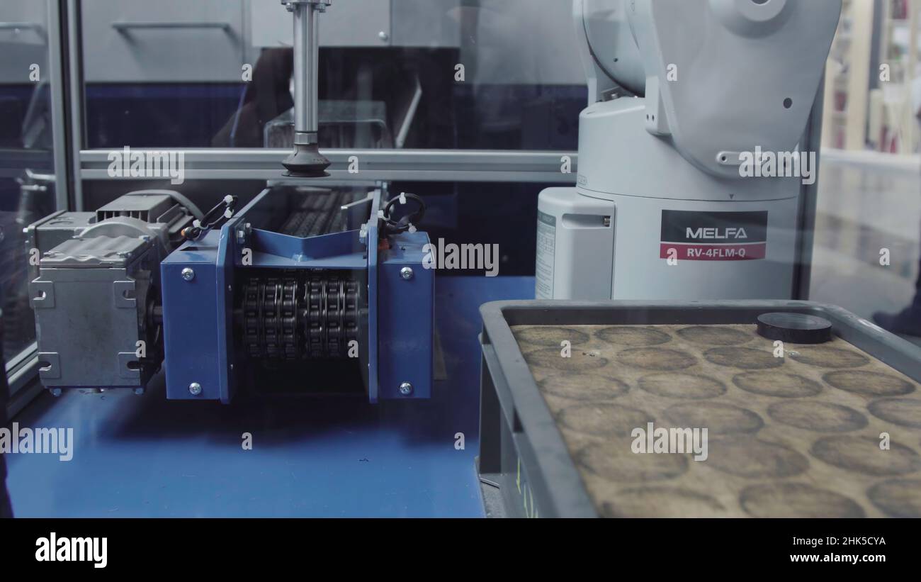 Industrial robot with conveyor in manufacture factory,Smart factory ...