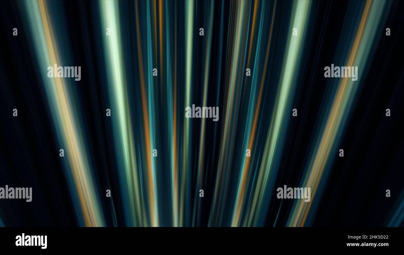 Abstract moving light beams of different colors on black background ...