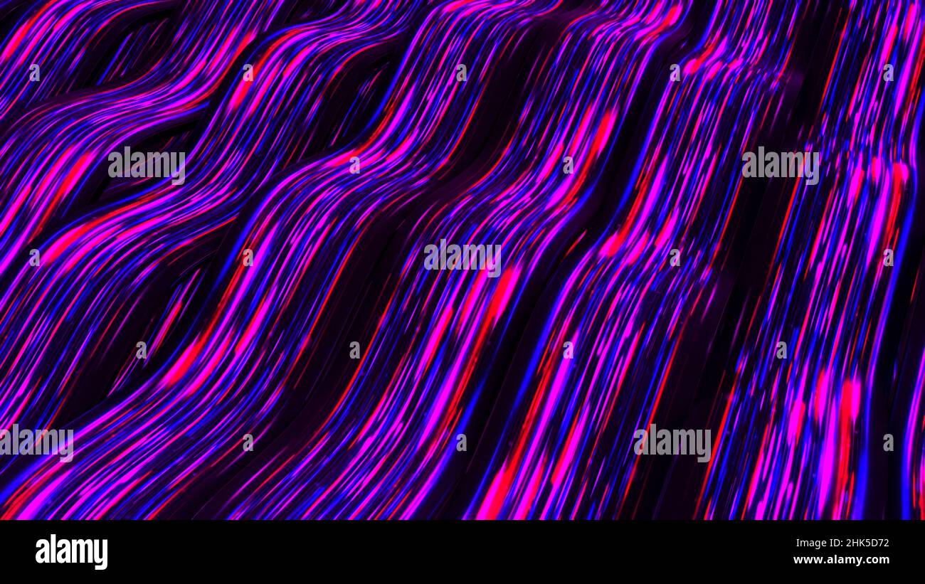 Wavy moving wide lines on abstract black background, seamless loop ...