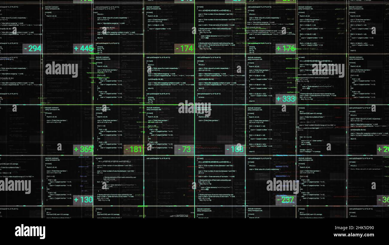 Programming Blocks Of Code On Black Background Seamless Loop Abstract Computer Script