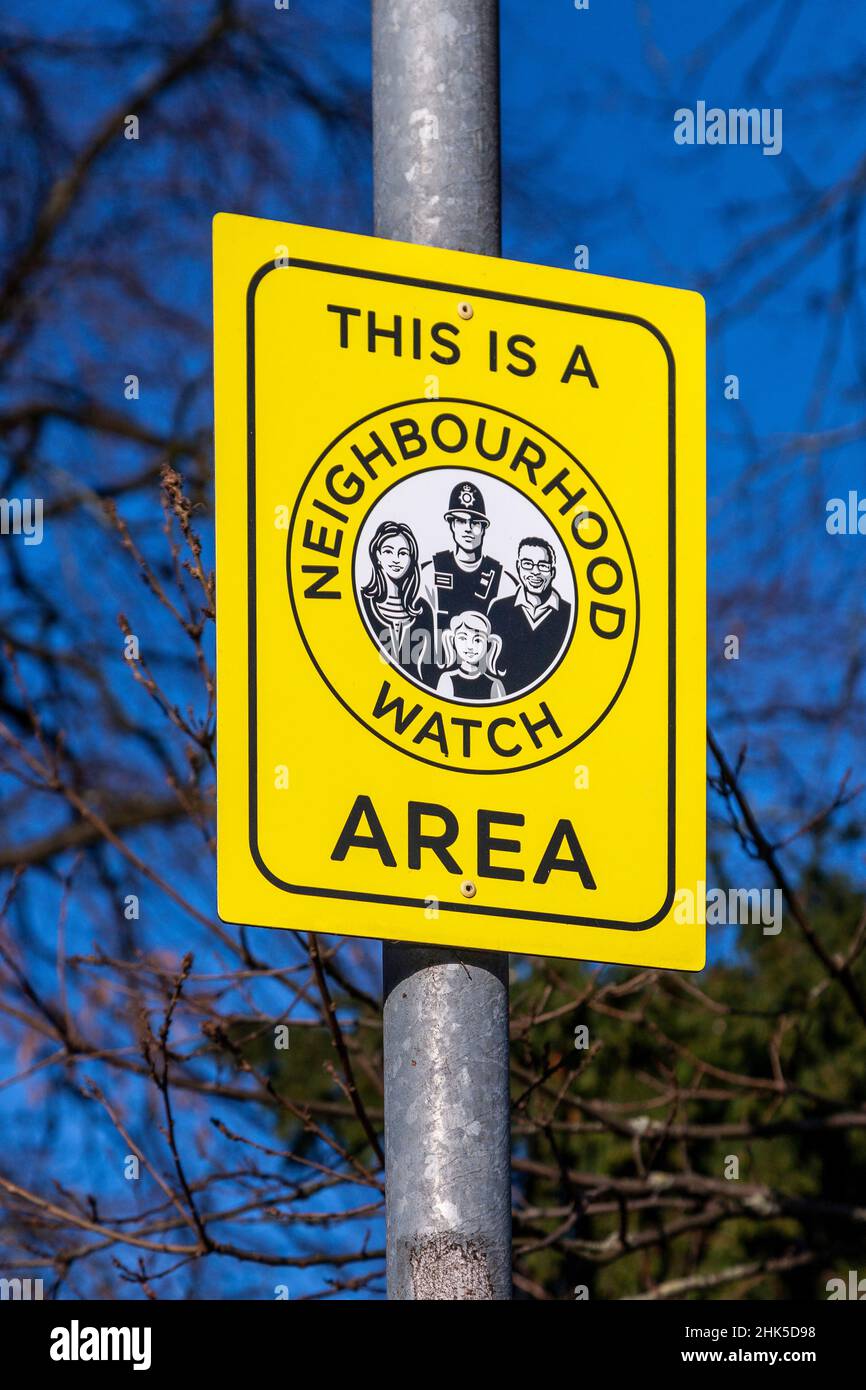 Neighbourhood watch sign on a lamp post in Christchurdh road ...