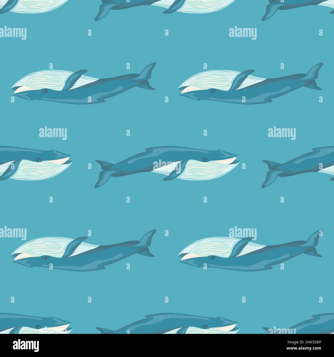 Seamless pattern Blue whale on light blue background. Template of ...
