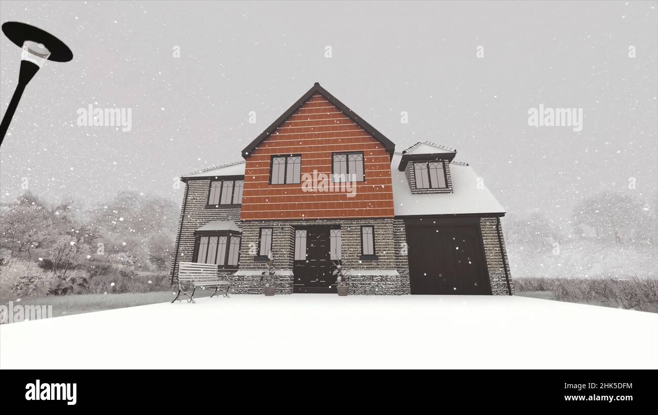 Abstract animation 3d house project and surrounding area in different ...
