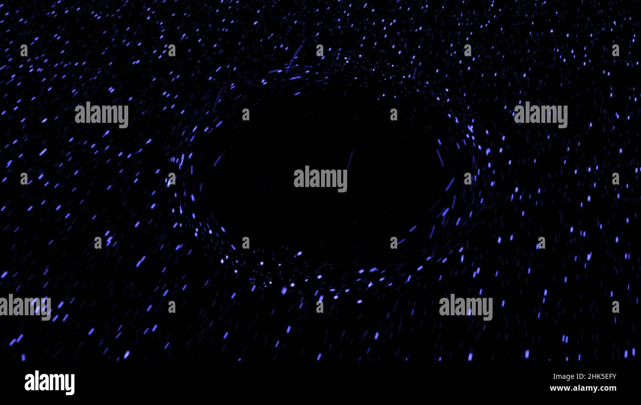 Colored particles move on black background around circle. Animation ...