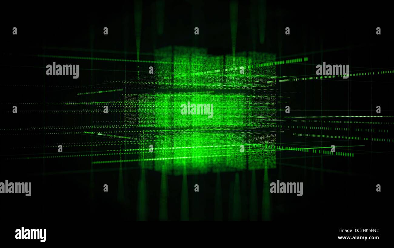 Neon cube projection on black background. Animation. 3D projection of ...