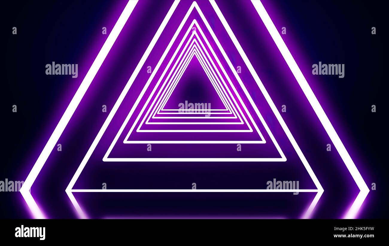 Neon triangular animation. Animation of neon tunnel consisting of ...