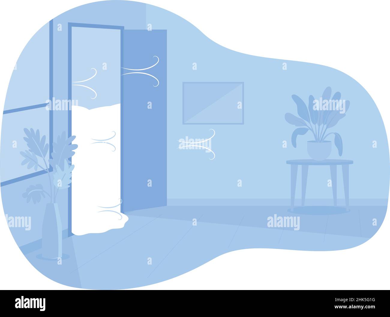 Blue home interior 2D vector isolated illustration Stock Vector Image ...