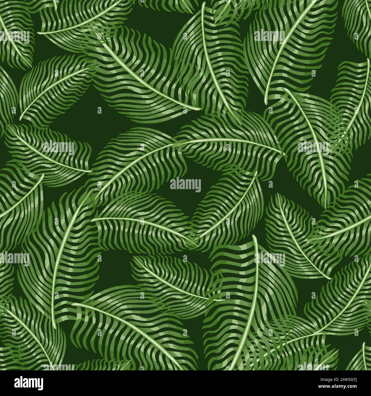 Random seamless pattern with fern leaf silhouettes exotic print ...