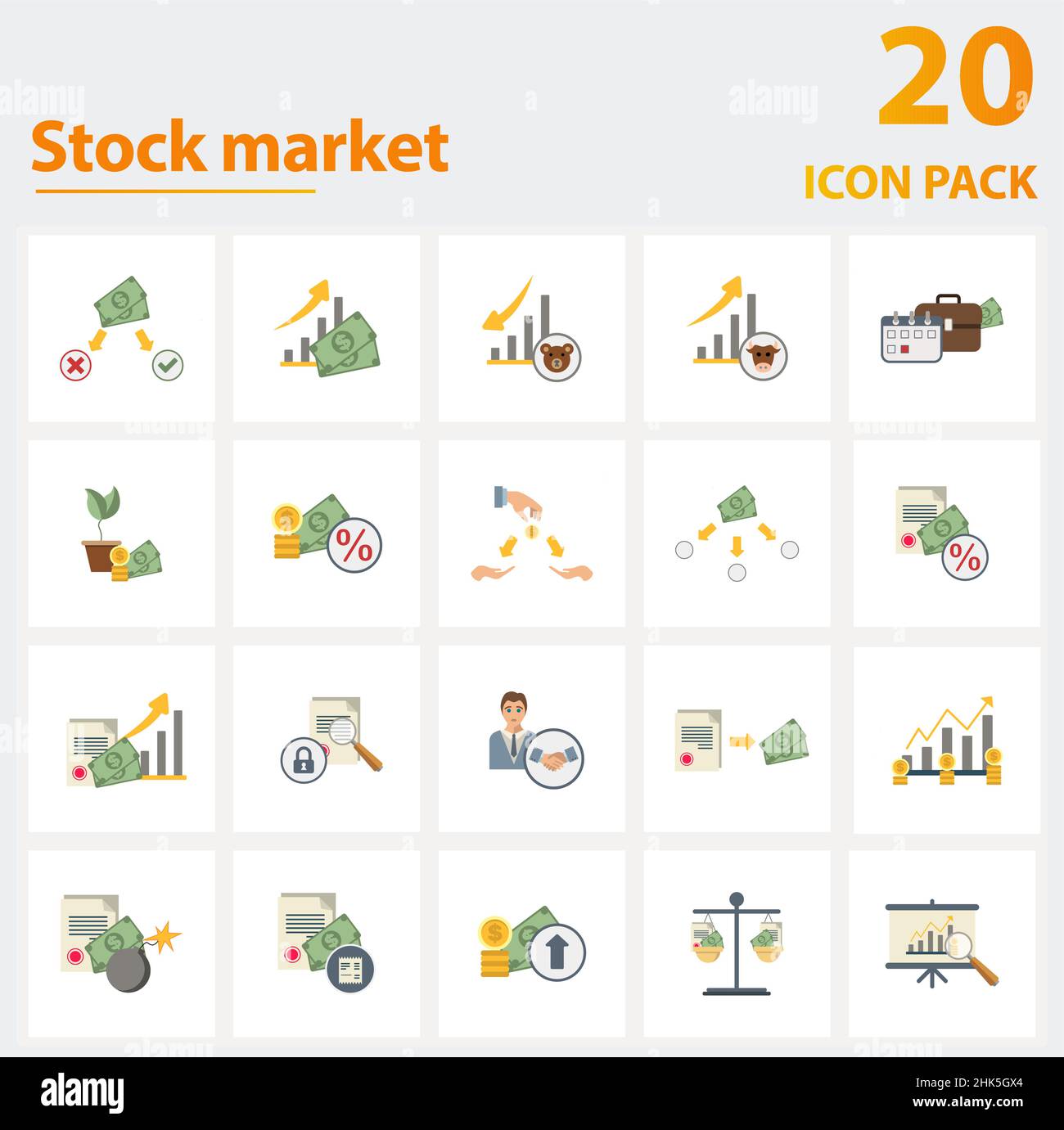 Stock Market icon set. Collection of simple elements such as the ...