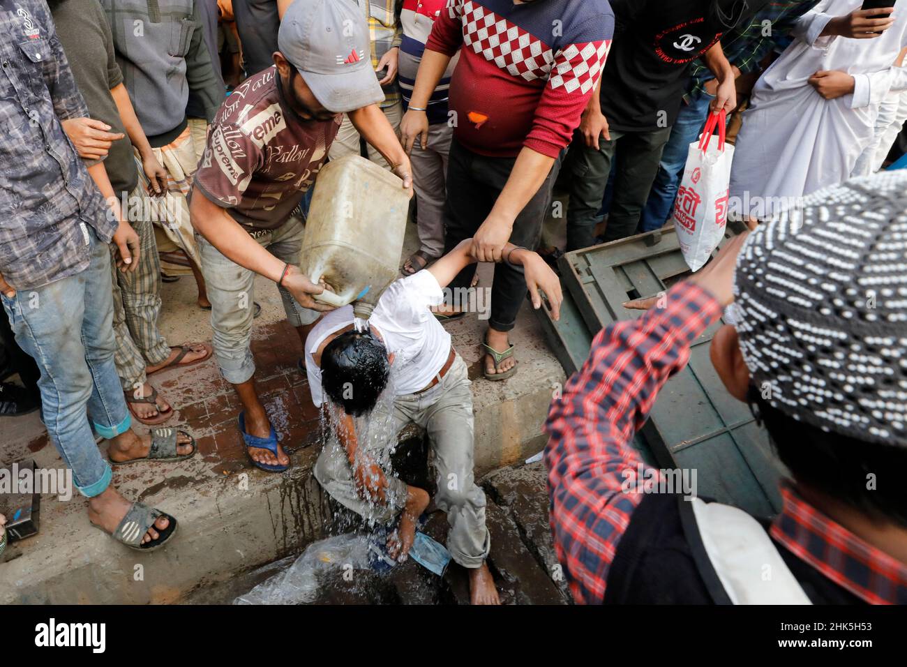 Dhaka, Bangladesh - February 02, 2022: While snatching a woman's mobile ...