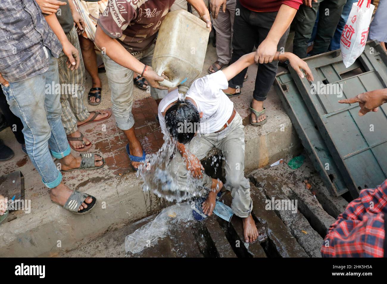 Dhaka, Bangladesh - February 02, 2022: While snatching a woman's mobile ...