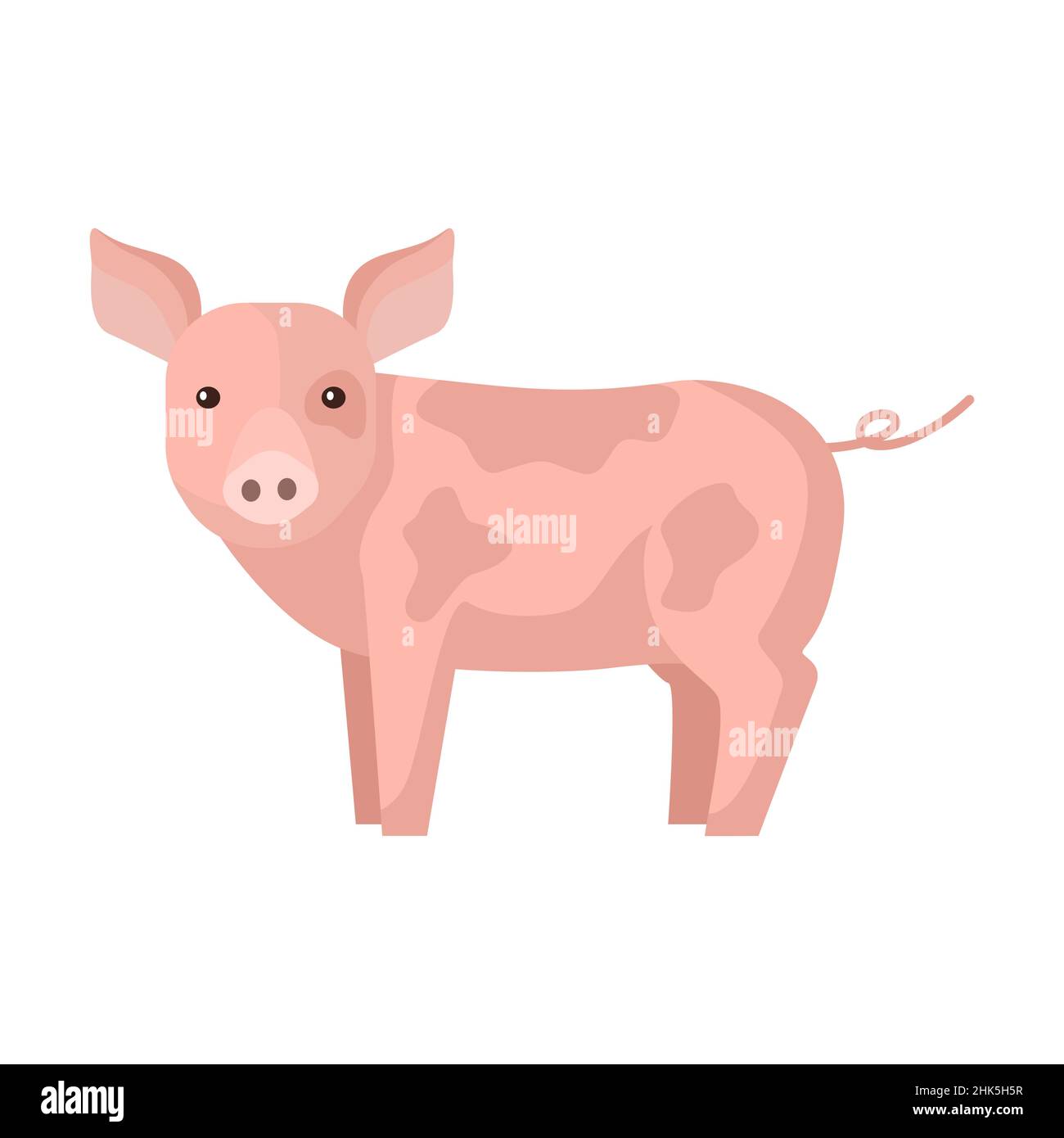 Cute pig isolated on white background. Funny cartoon character farm ...