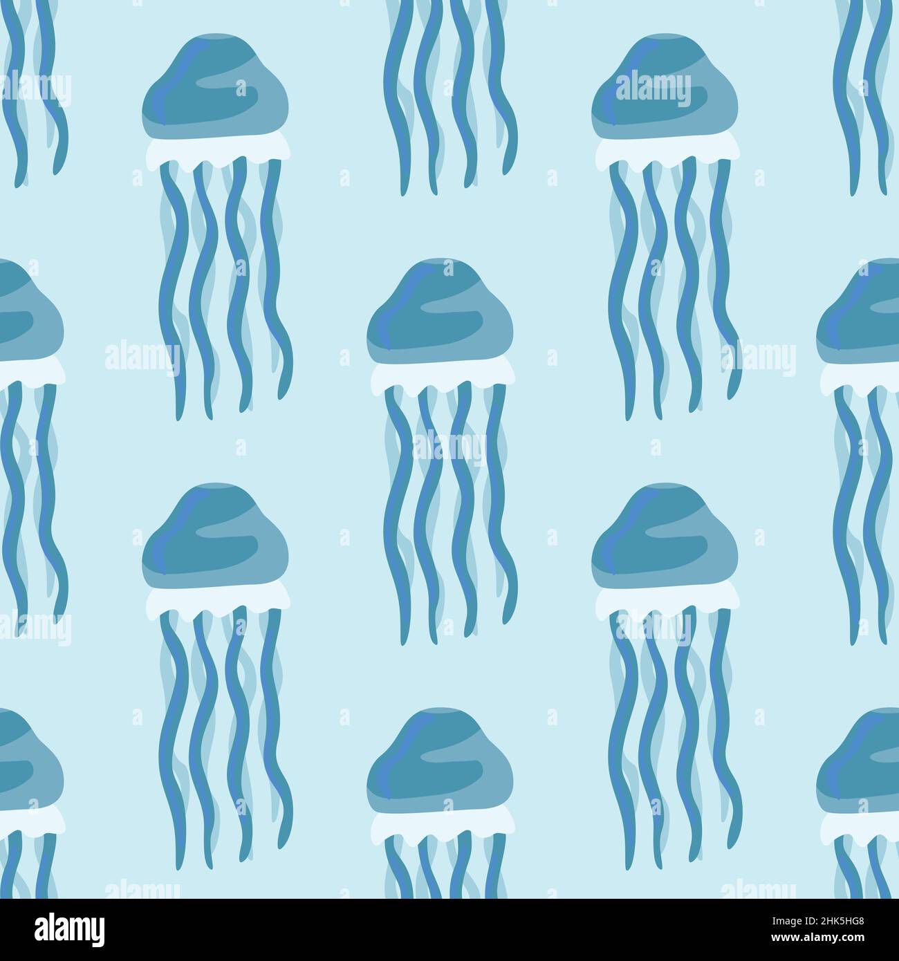 Seamless pattern jellyfish on light blue background. Simple ornament ...