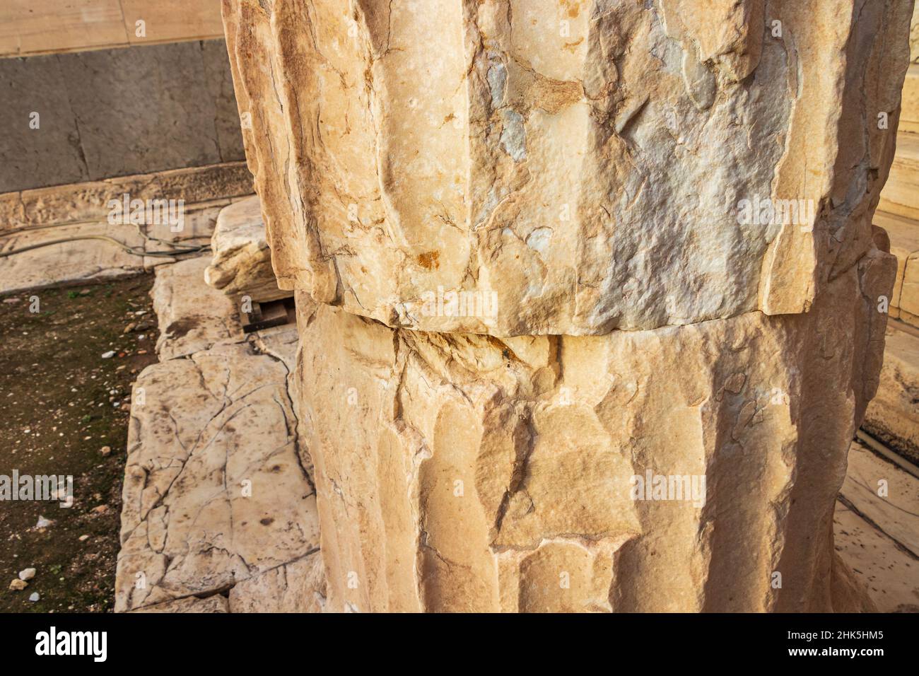Details figures sculptures columns of the Acropolis of Athens with amazing and beautiful ruins ...