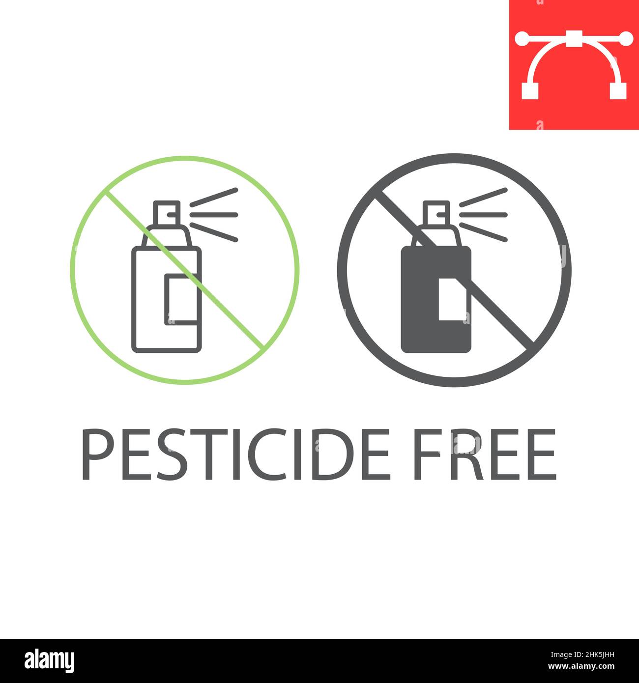 Pesticide free line and glyph icon, eco and healthy, no pesticides ...