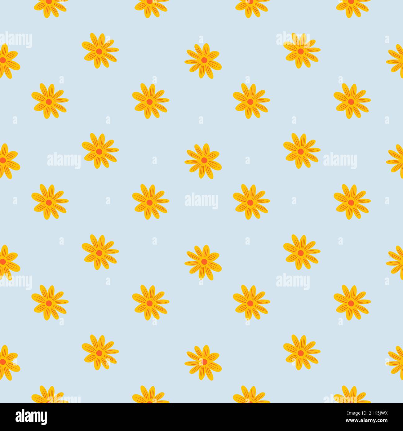Decorative seamless pattern with little yellow flowers daisy ornament ...
