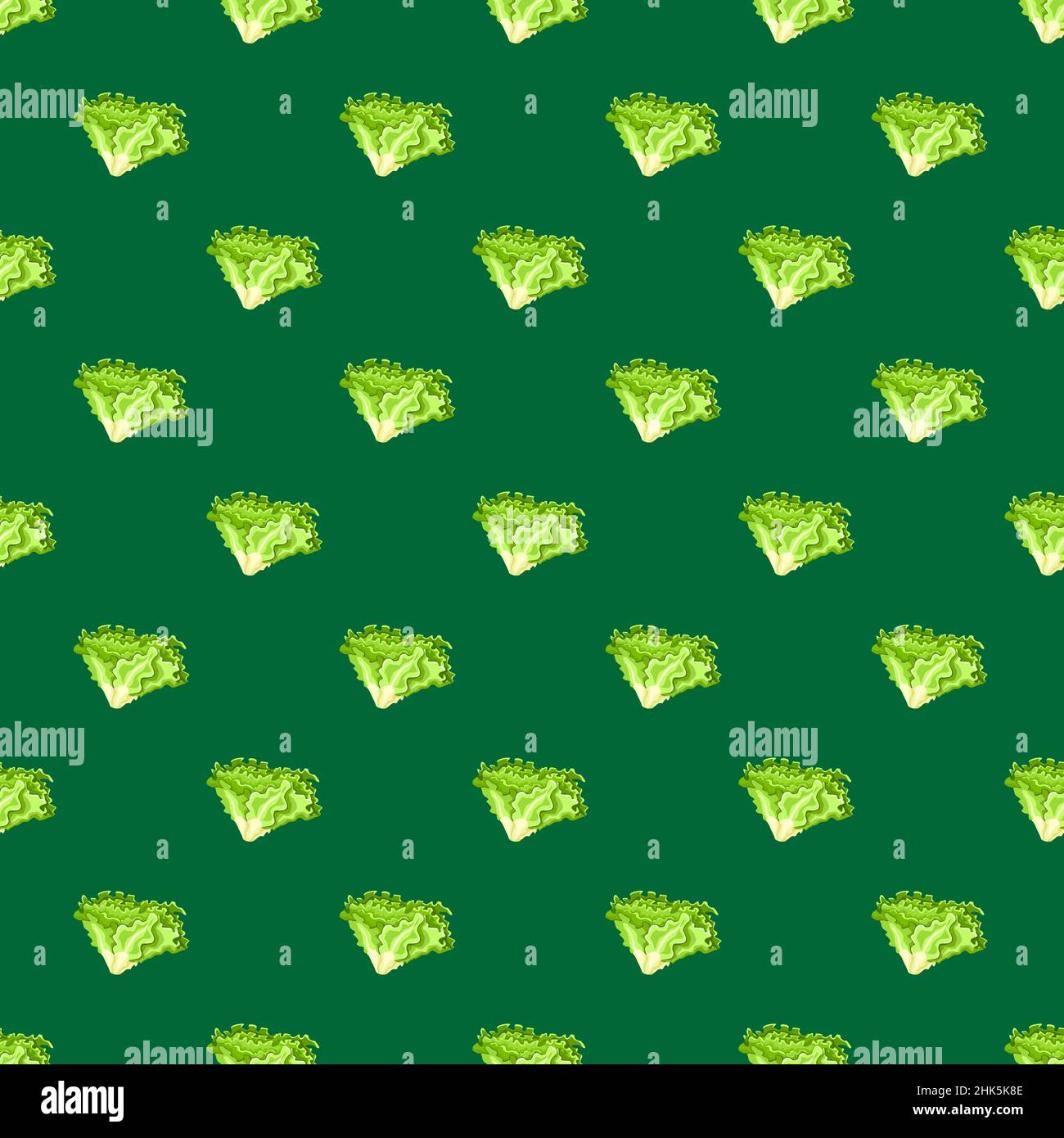 Seamless pattern Batavia salad on teal background. Minimalistic ...