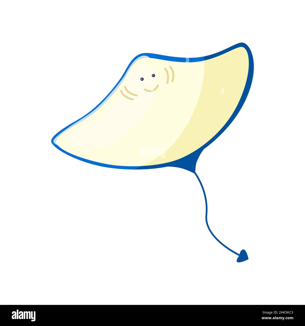 Stingray isolated on white background. Cartoon character of ocean for children. Simple kid print ...