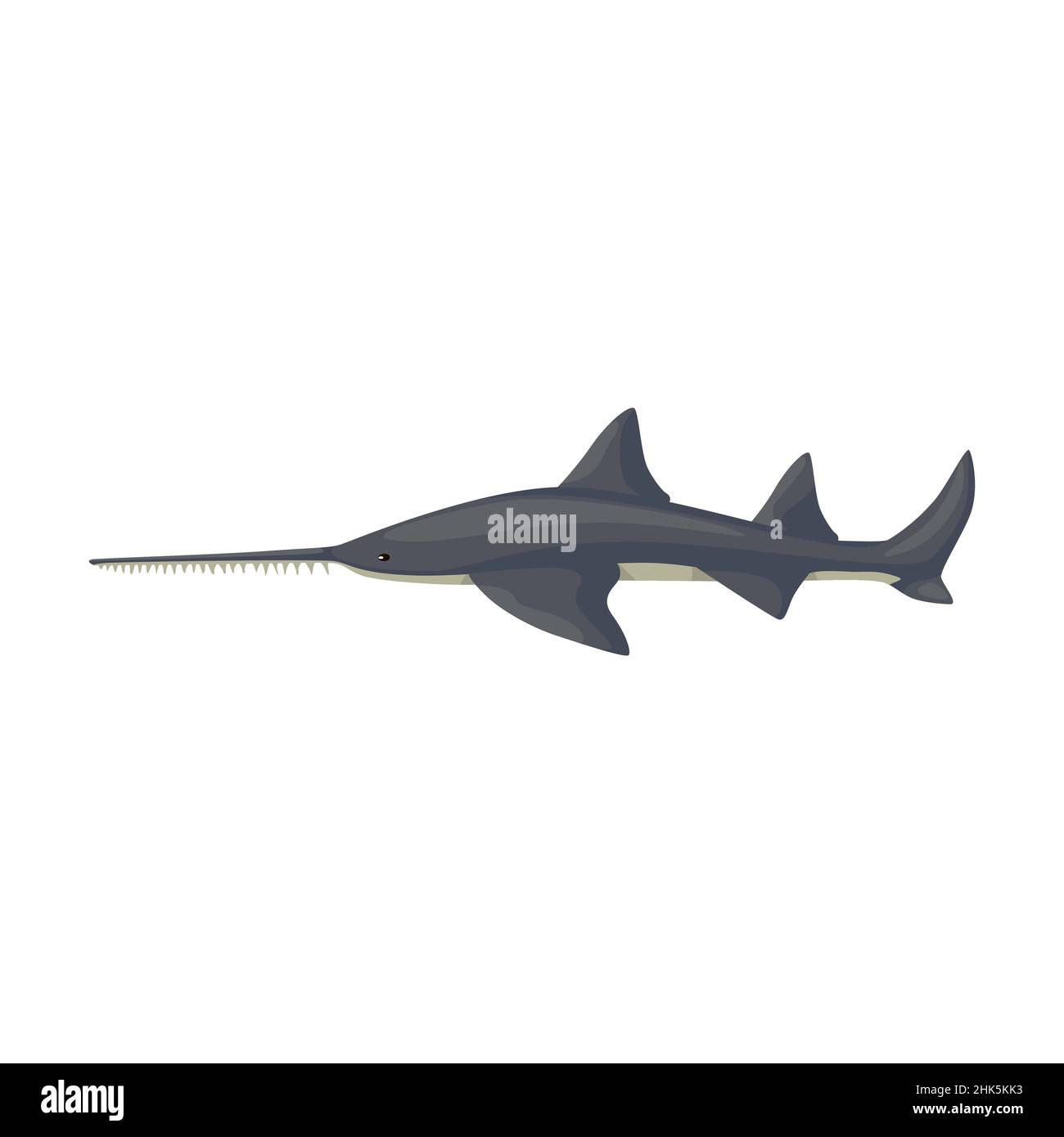 Saw shark isolated on white background. Cartoon character of ocean for ...