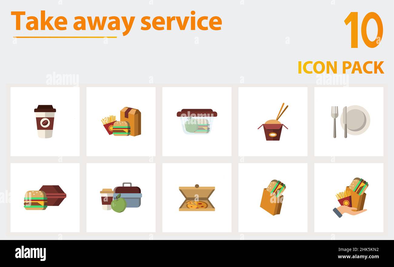 Take Away Service icon set. Collection of simple elements such as the ...