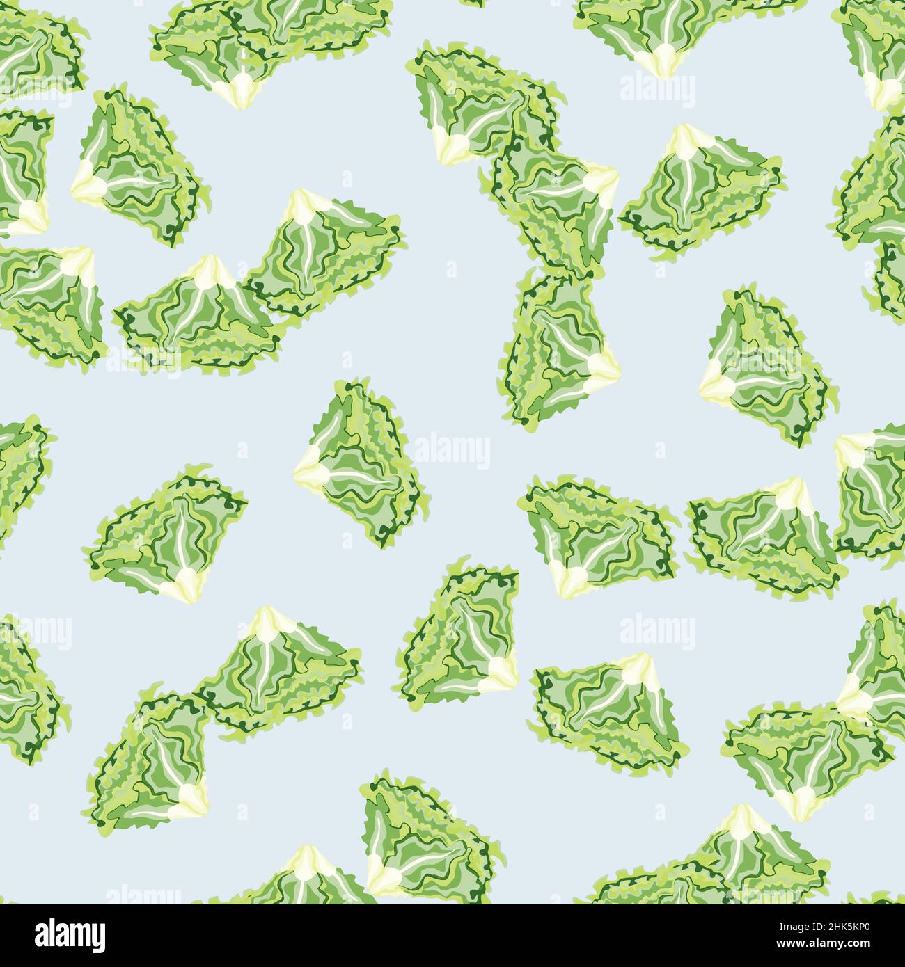 Seamless pattern Batavia salad on blue background. Modern ornament with ...
