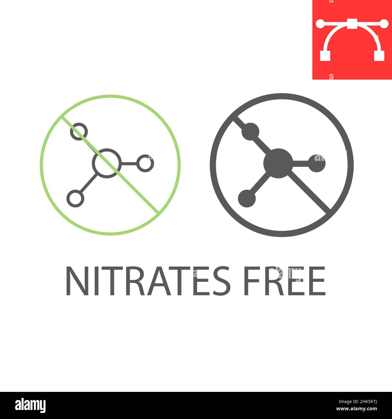 Nitrates free line and glyph icon, healthy and organic, nitrate free ...