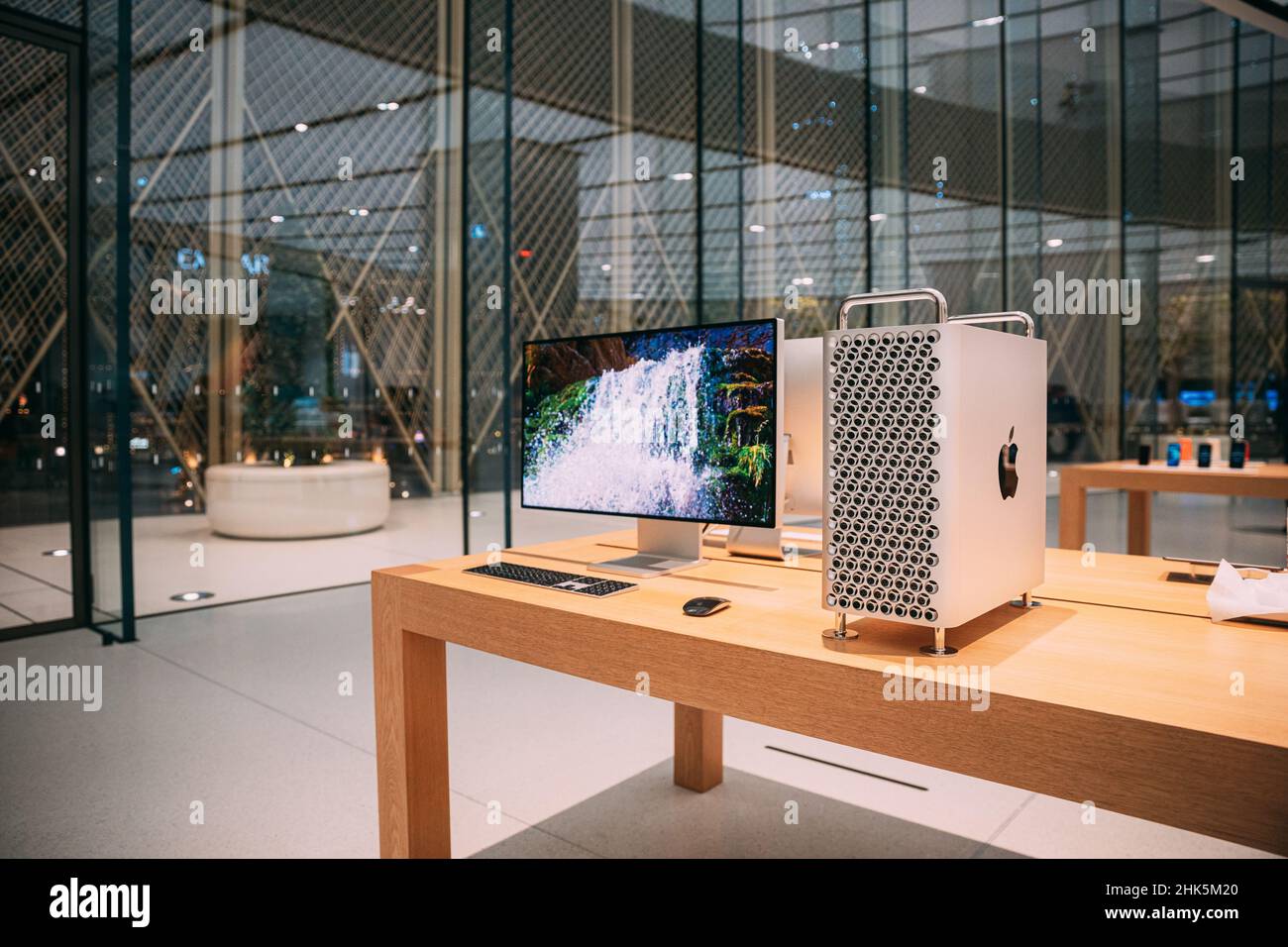 Dubai, UAE - May 22, 2021: interior Apple Store in Dubai Mall. Apple ...