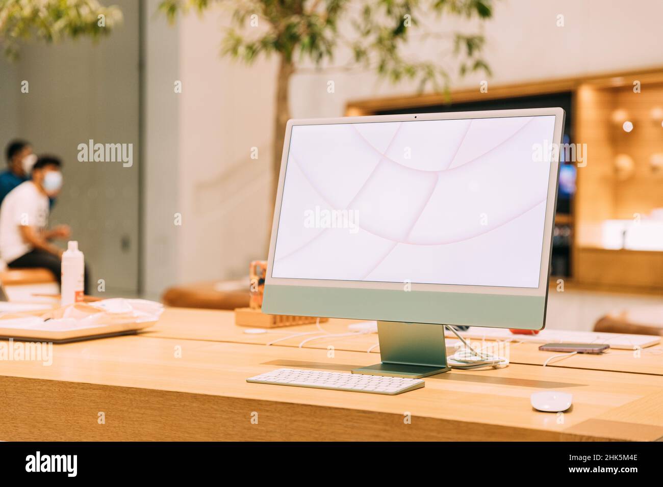 Dubai, UAE - May 22, 2021: interior Apple Store in Dubai Mall. Apple ...