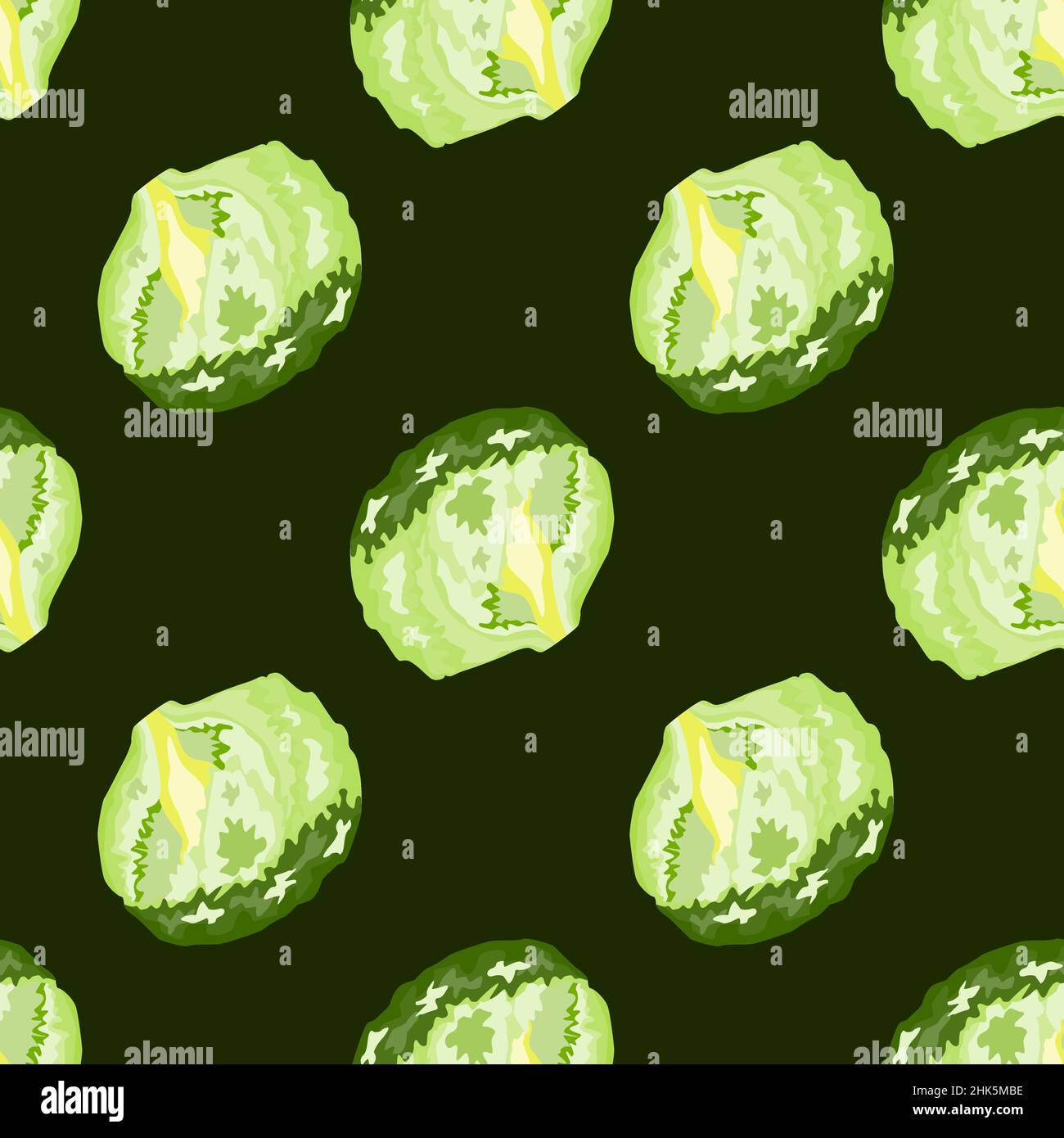 Seamless pattern iceberg salad on dark background. Modern ornament with ...