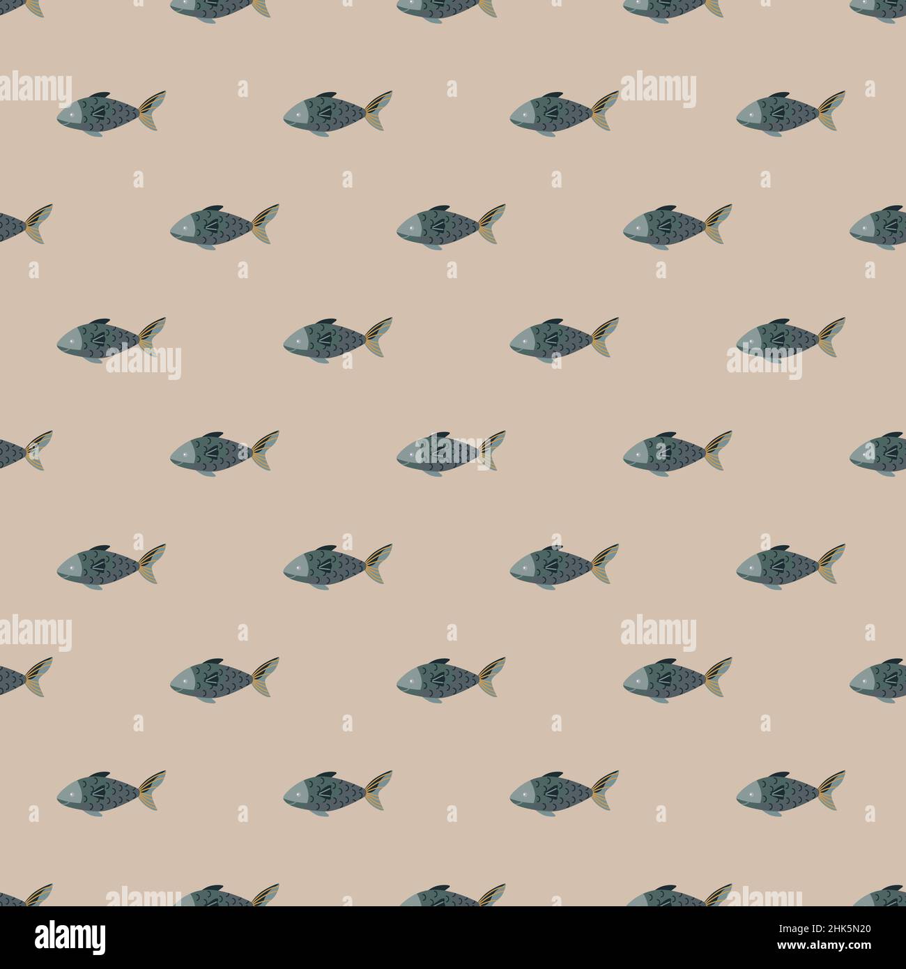 Seamless pattern fish on beige background. Minimalist ornament with sea ...