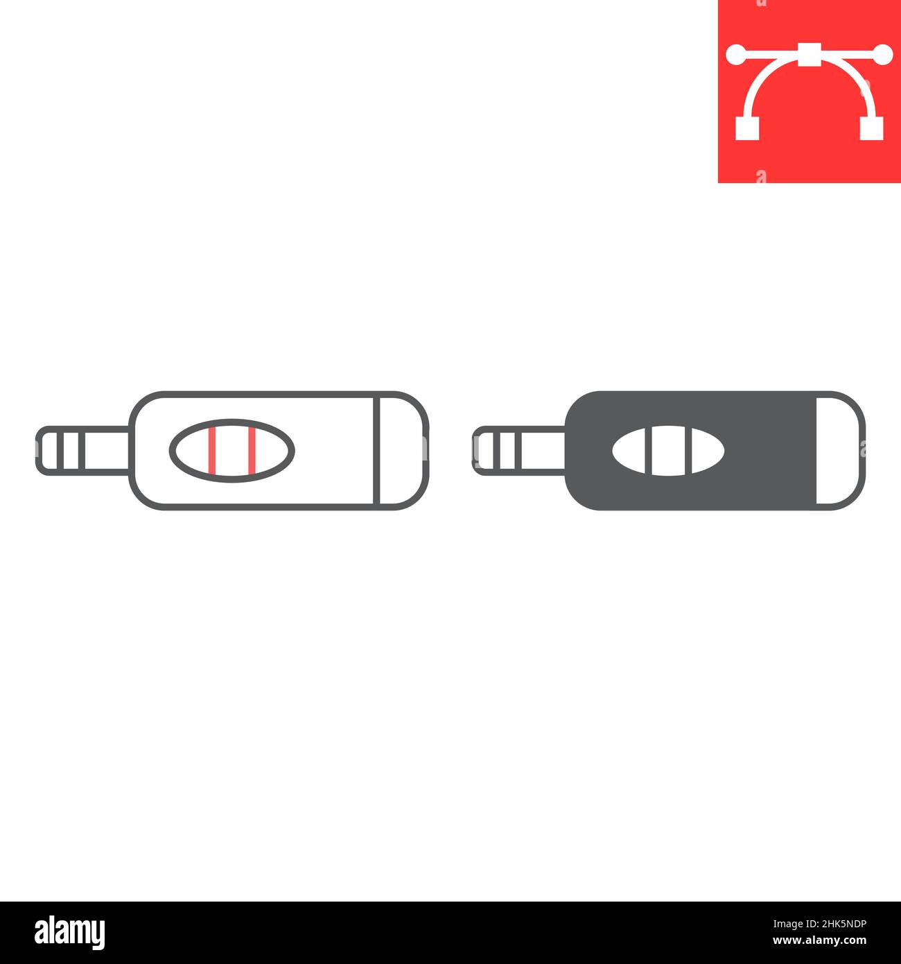 Pregnancy test line and glyph icon, medical and result, pregnancy test ...