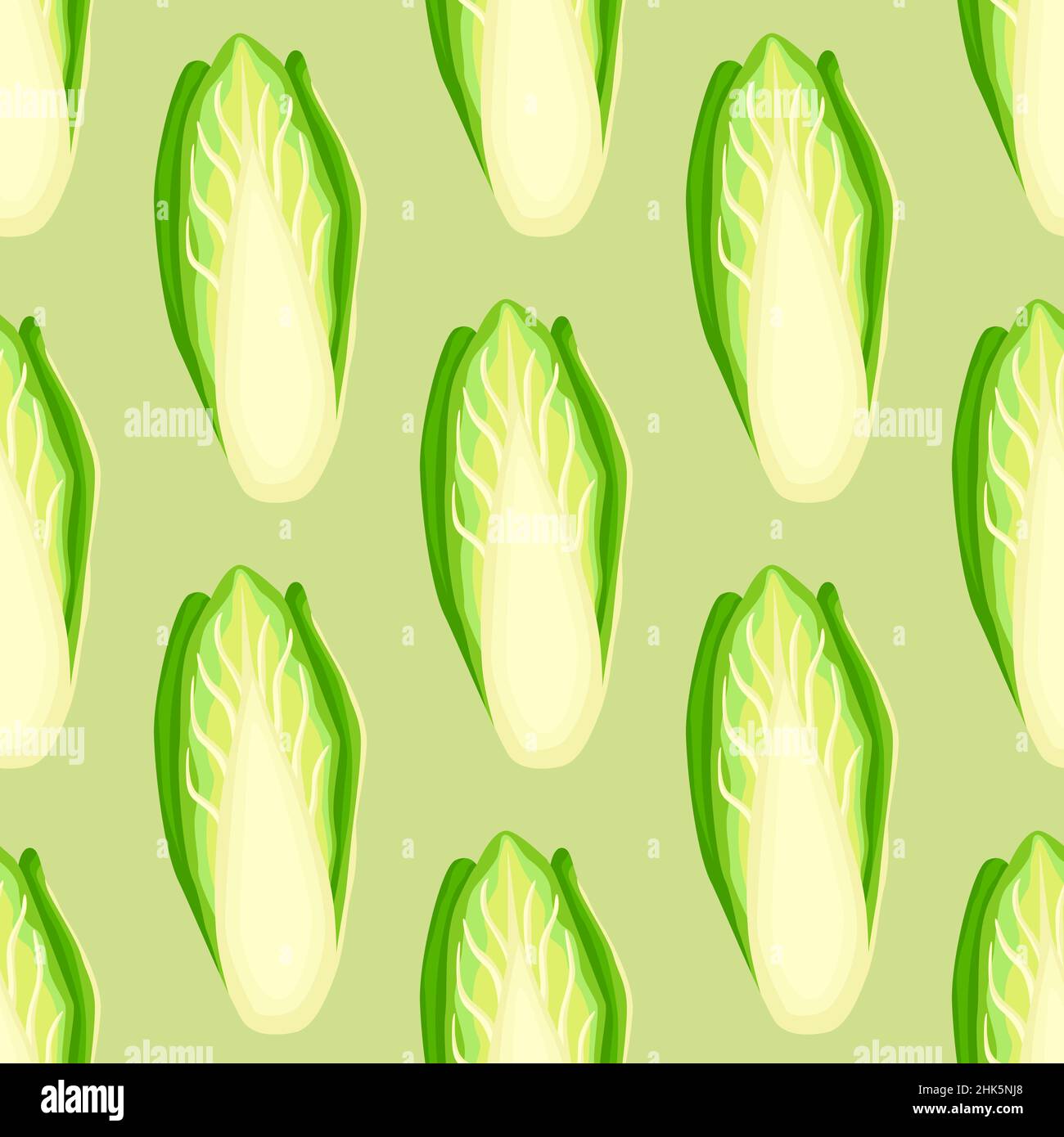 Seamless pattern Chicory cabbage on pastel green background. Simple ...