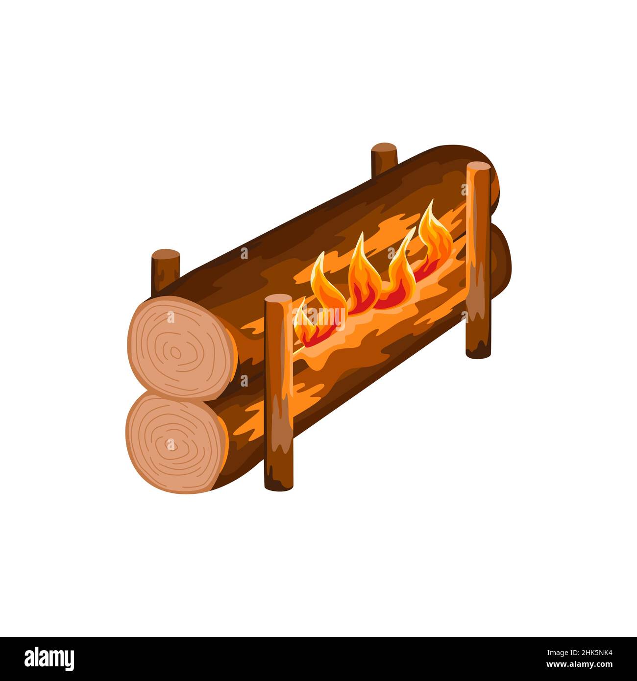 Smoldering campfire isolated on white background. Hiking fireplace in ...