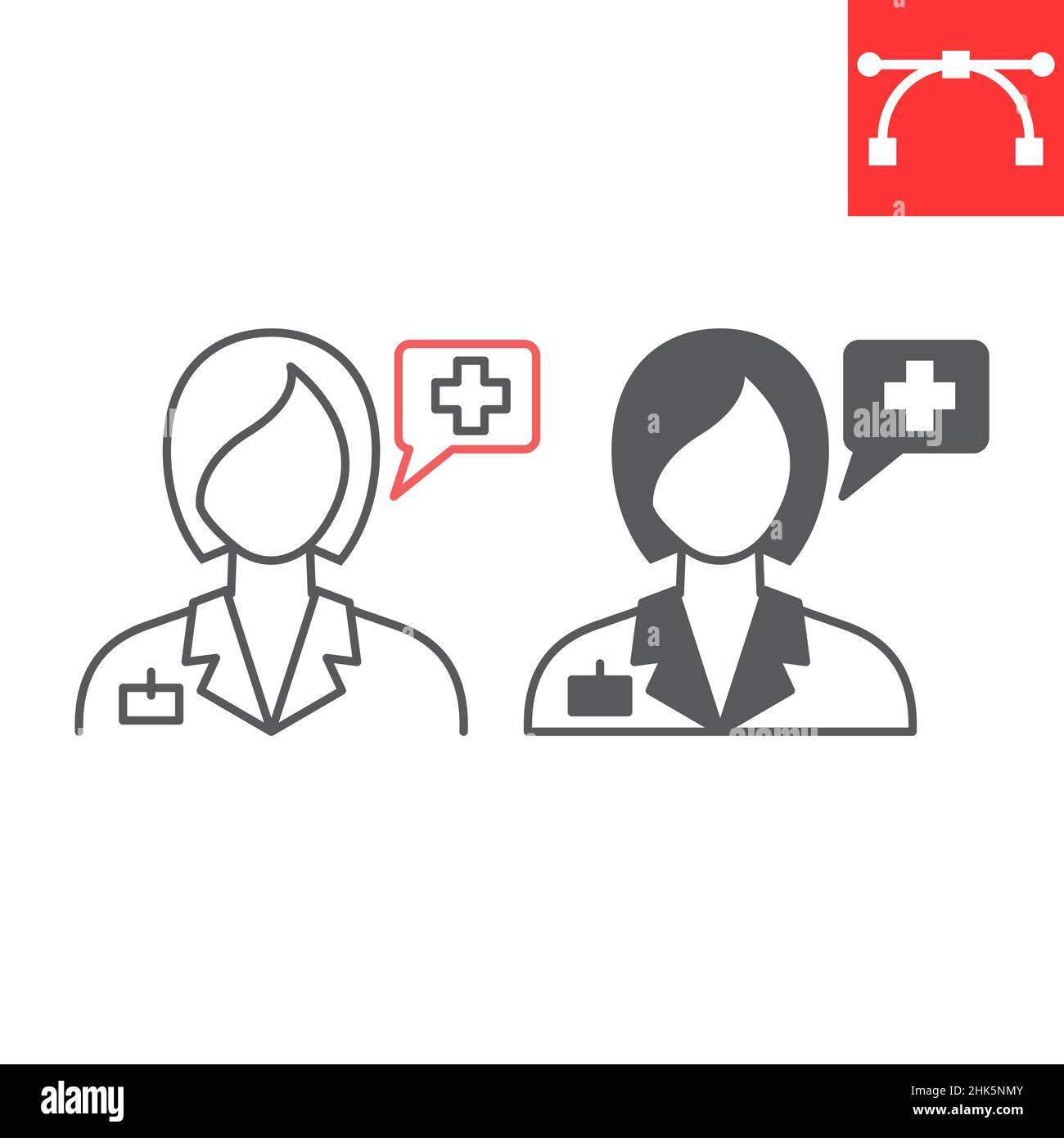 Doctor consultation line and glyph icon, physician and person, doctor ...