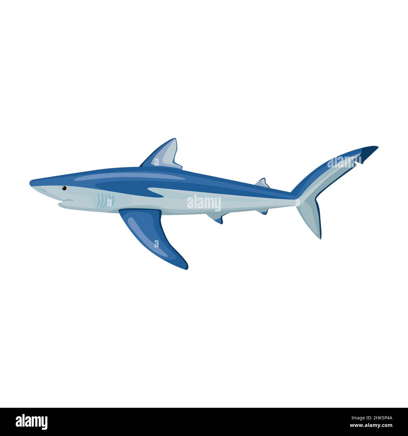 Blue shark isolated on white background. Cartoon character of ocean for ...