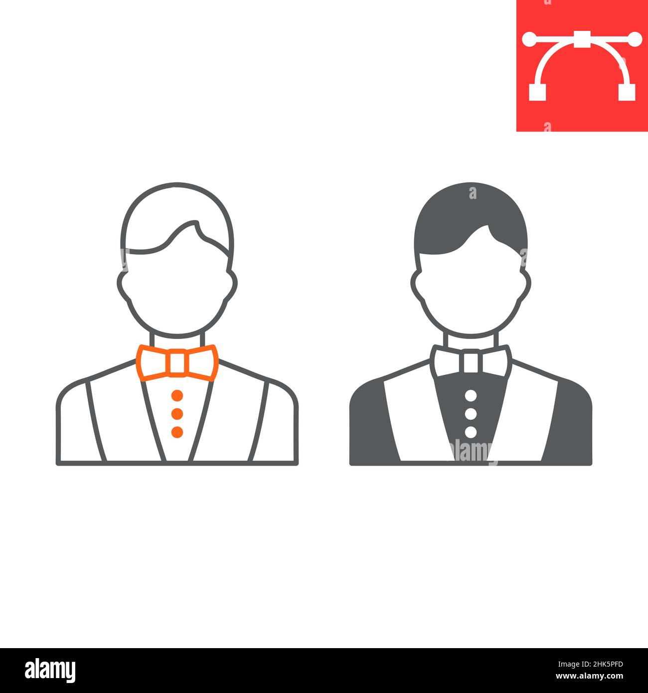 Croupier line and glyph icon, dealer and casino worker, croupier vector ...