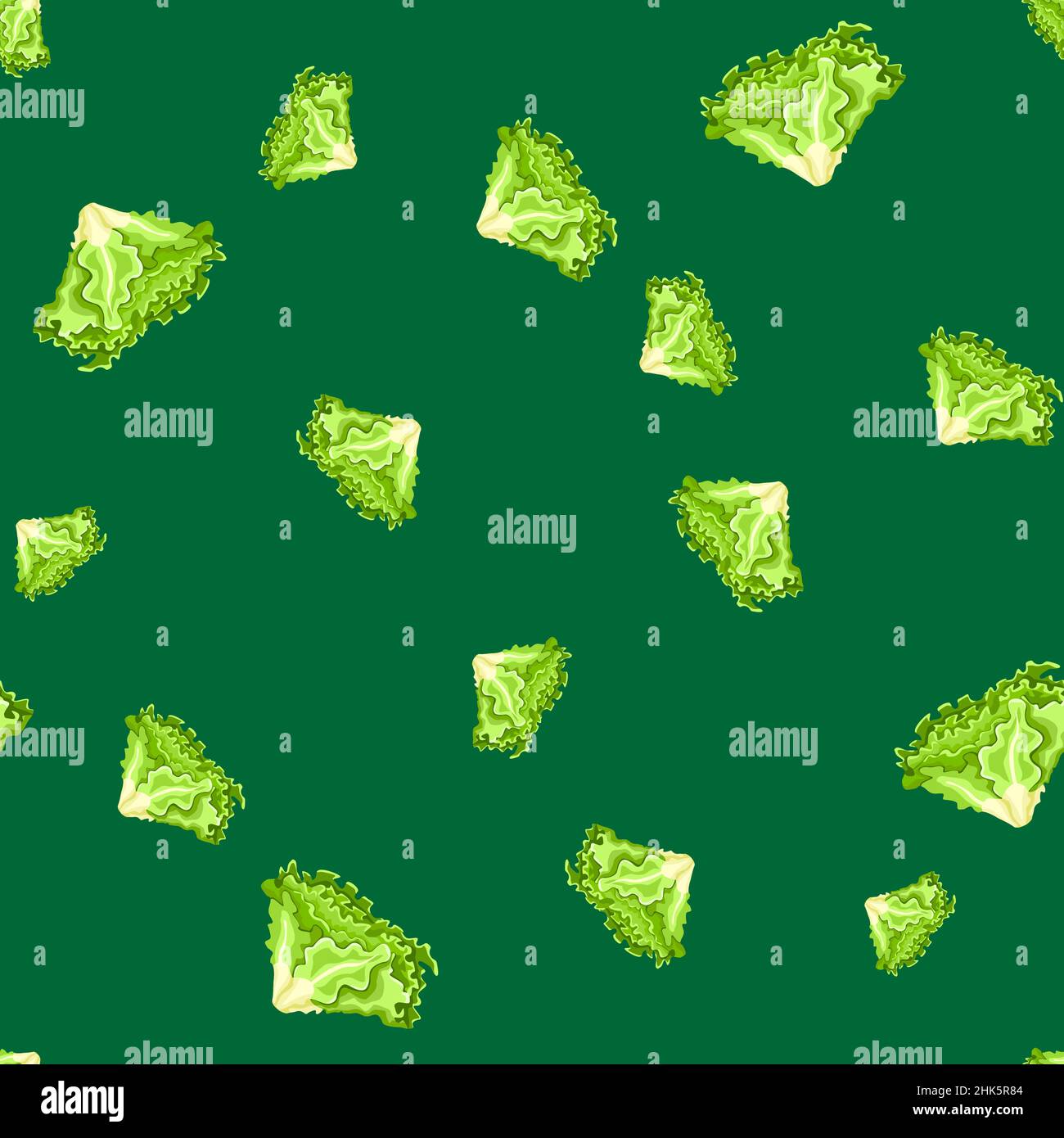 Seamless pattern Batavia salad on teal background. Modern ornament with ...