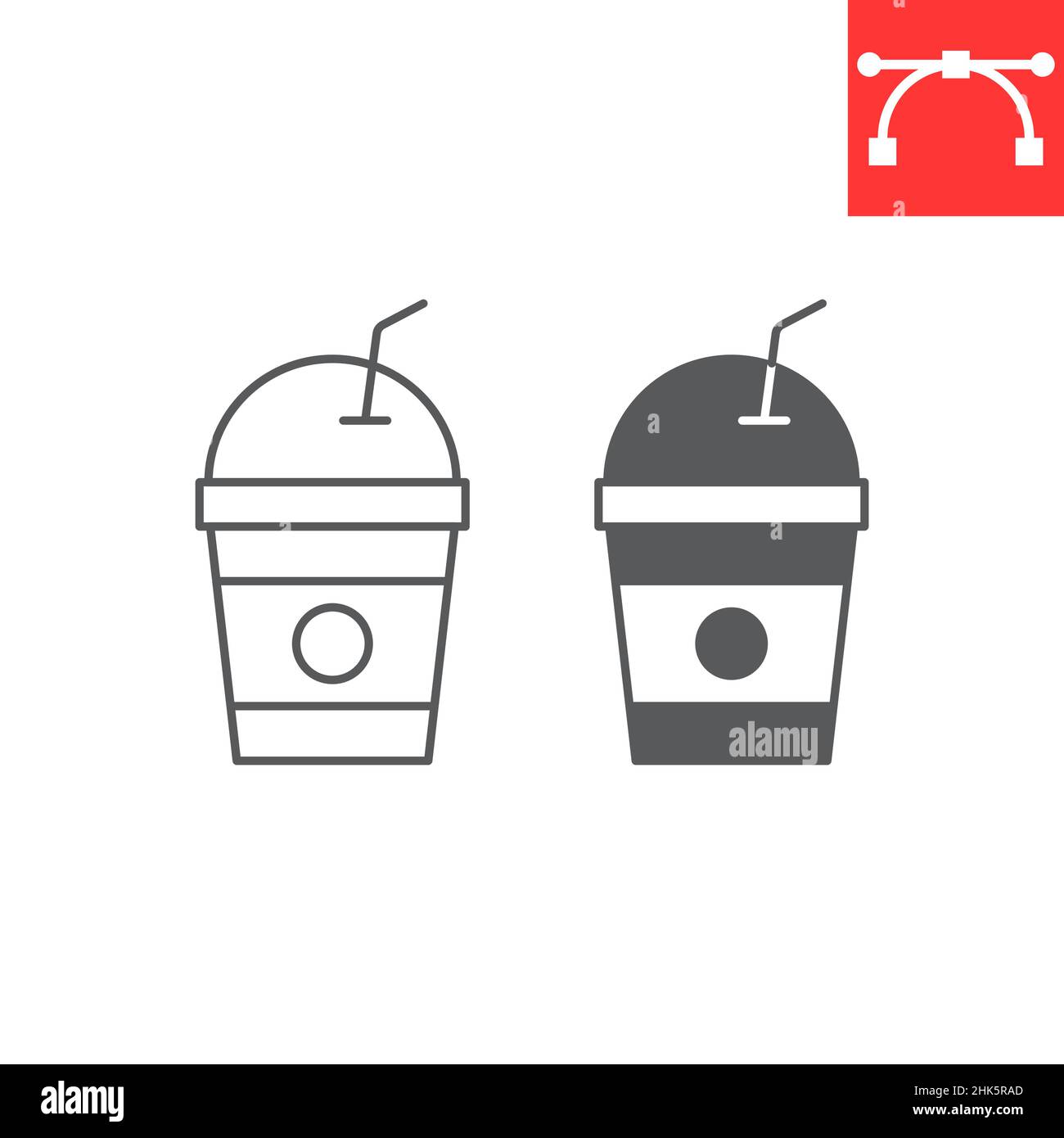 Milkshake line and glyph icon, drink and dessert, frappe vector icon ...
