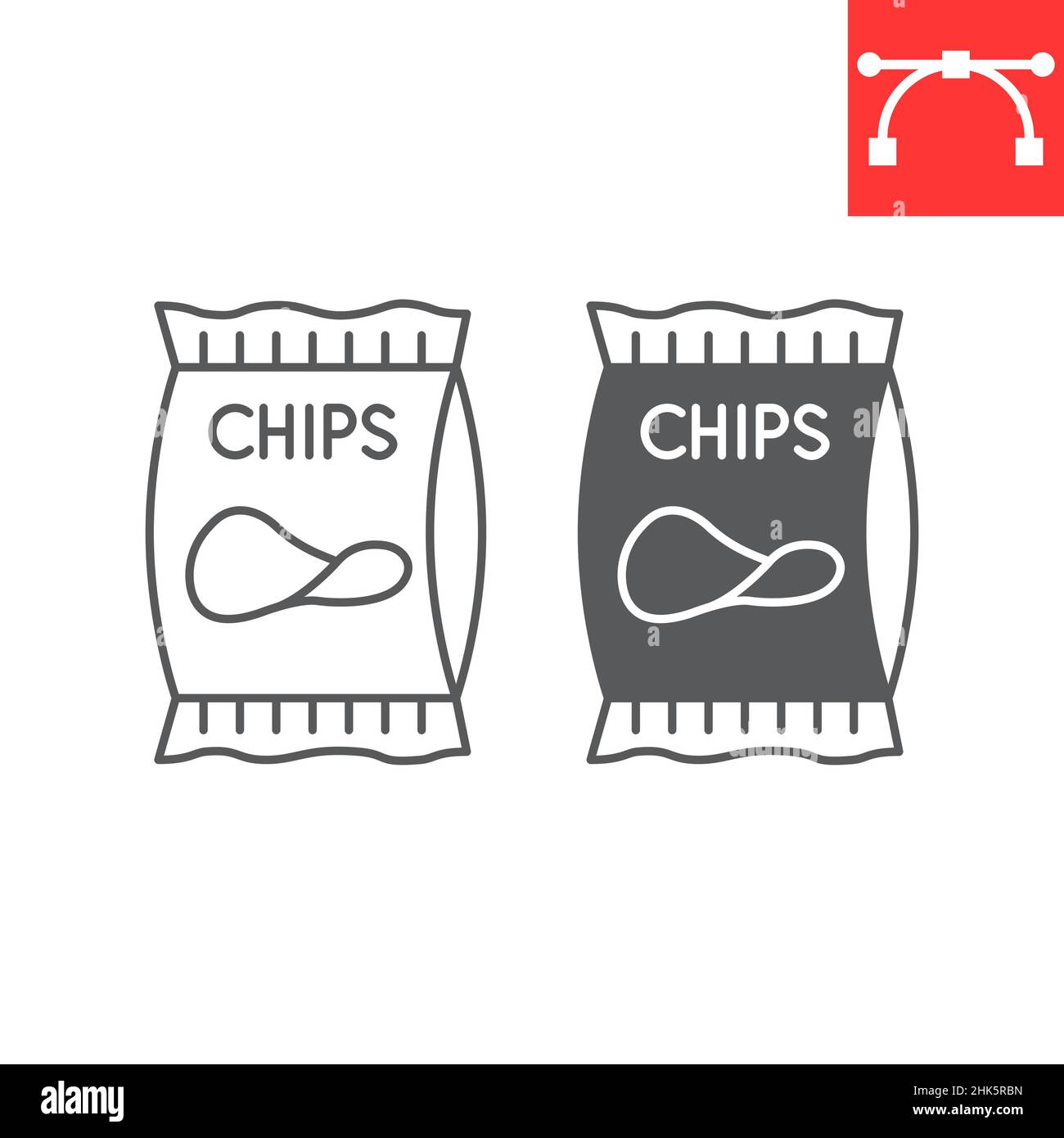 Potato chips line and glyph icon, junk food and snack, potato chips ...