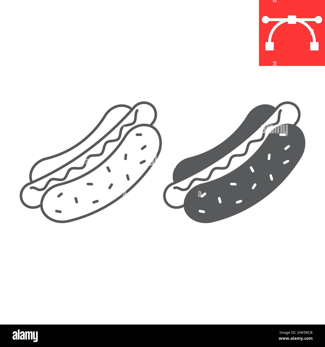 Hot dog line and glyph icon, junk food and sausage, hotdog vector icon ...