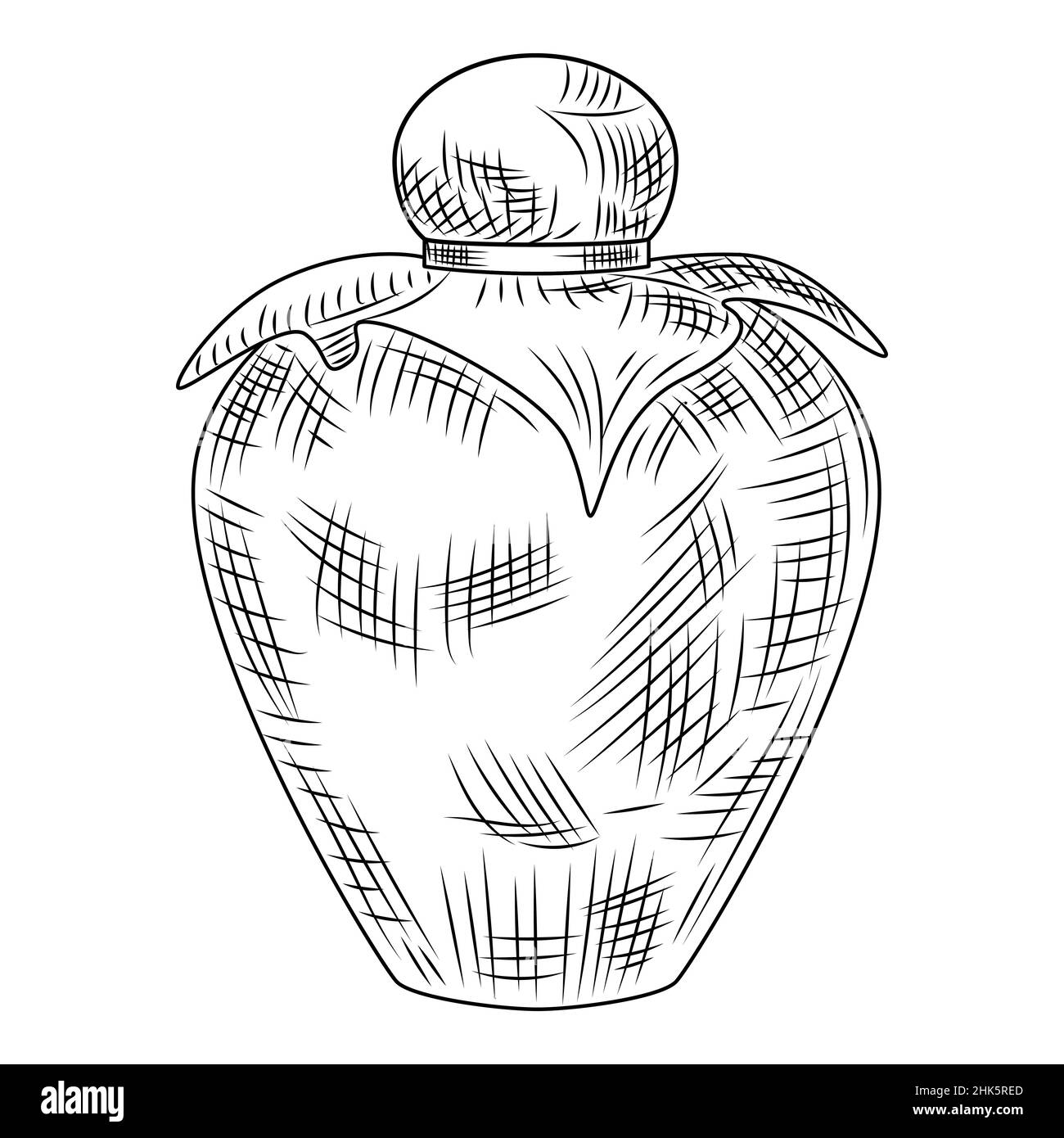 Ceramic vase isolated on white background. Pottery in engraved style ...