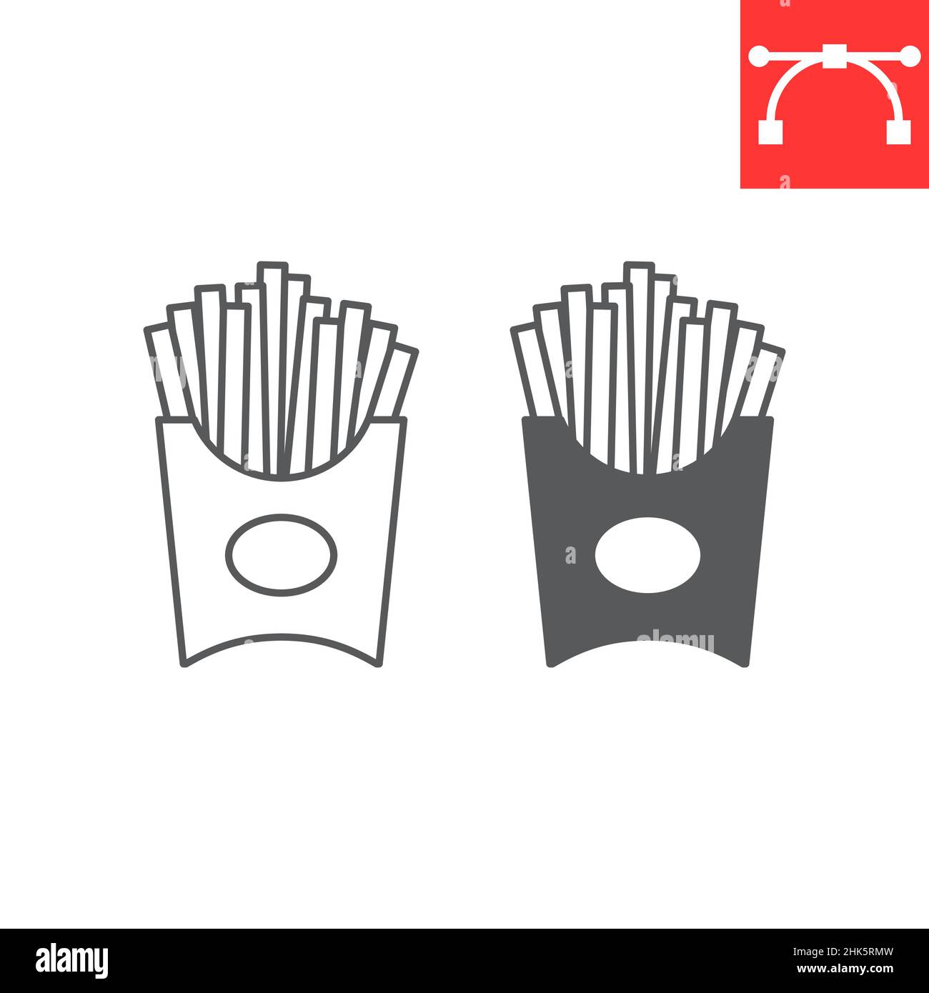 French fries line and glyph icon, junk food and snack, french fries ...